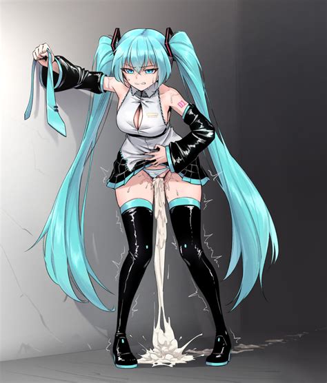 Hopping Cop Hatsune Miku Vocaloid Absurdres Highres 1girl Aftersex Aqua Eyes Aqua Hair