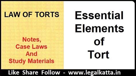 In The Law Of Torts There Are Three Essential Elements Of Tort Before