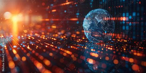 Global Cyber Security Concept With Digital Closed Pad Lock Earth Planet Globe And Binary Code