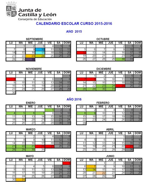Calendario Escolar Para El Curso 2015 2016 En Castilla Y León Tiétarteve