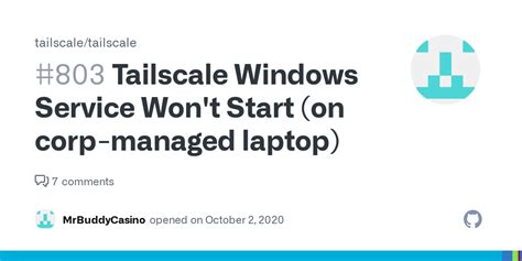 Tailscale Windows Service Wont Start On Corp Managed Laptop · Issue