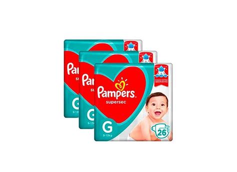 Kit 3 Fraldas Pampers Supersec Pacotão Econômico G 78 Unidades Com O
