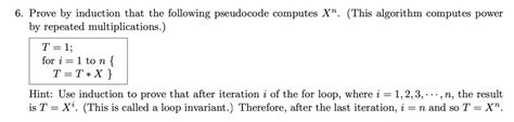 Solved Using Induction To For The Pseudocode If Someone
