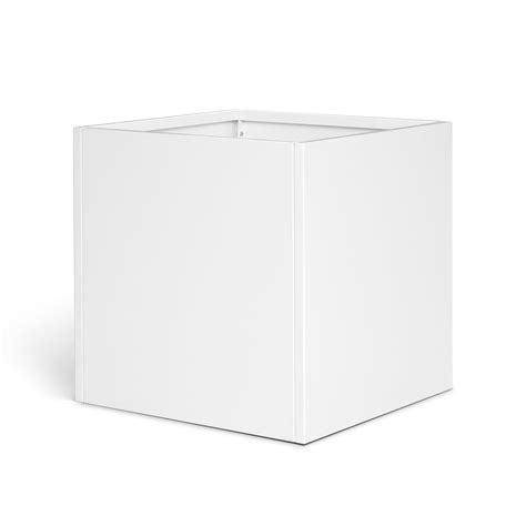 White Block Planter Box 24 Inch Square Outdoor Planters Plantercraft