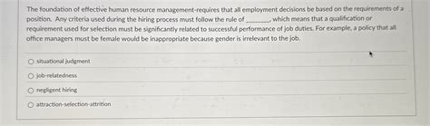 Solved The foundation of effective human resource | Chegg.com