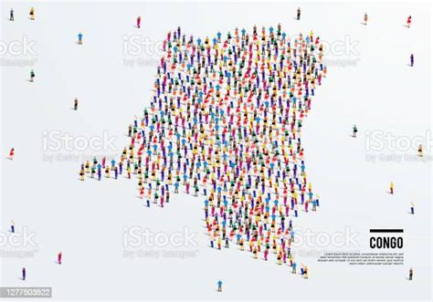 剛果地圖一大群人組成繪製了剛果共和國的地圖向量圖向量圖形及更多金夏沙圖片 金夏沙 世界地圖 亞洲 Istock