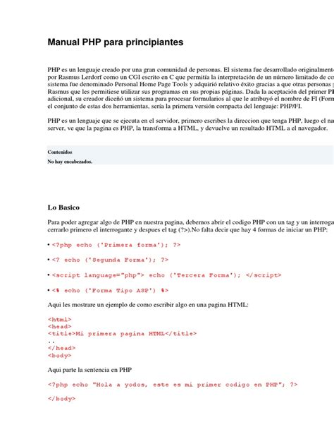 Manual Php Para Principiantes Pdf Php Ingeniería De Software