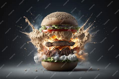 Premium Ai Image Explosive Burger Inventive Cooking
