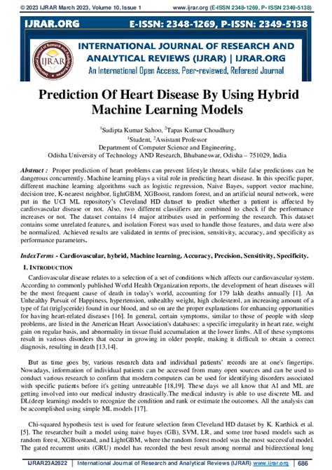 Prediction Of Heart Disease By Using Hybrid Machine Learning Models
