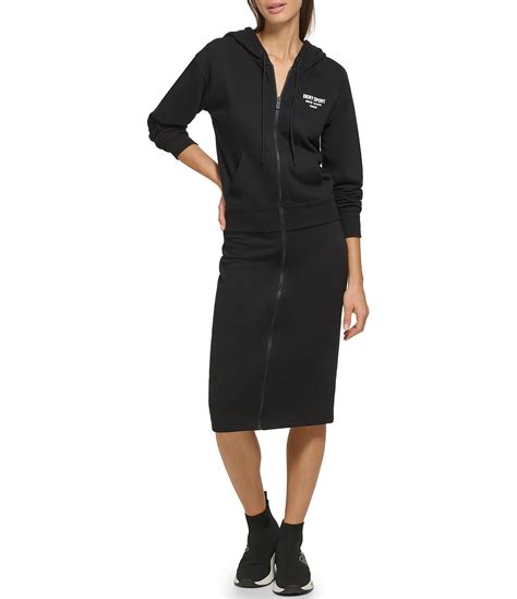 Dkny Sport Long Sleeve Hooded Logo Dress Dillards