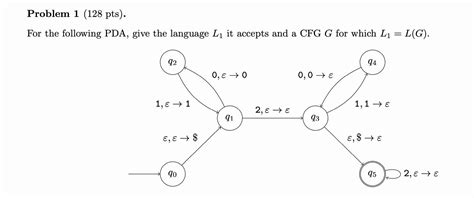 Solved Problem 1 128 Ptsfor The Following Pda Give The