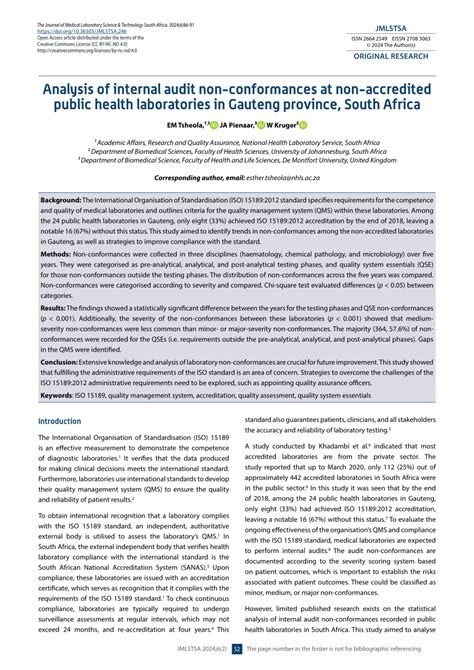 Pdf Analysis Of Internal Audit Non Conformances At Non Accredited