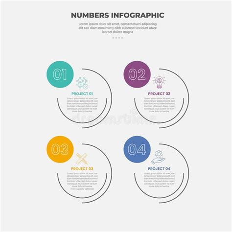 Numbers Or Numerical Infographic Outline Style With 4 Point Template