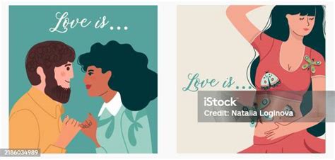 로맨틱 일러스트 세트입니다 남자와 여자 사랑 사랑 이야기 관계 발렌타인 데이에 대 한 벡터 디자인 컨셉 손으로 그린 벡터 우정에 대한 스톡 벡터 아트 및 기타 이미지