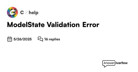 Modelstate Validation Error C