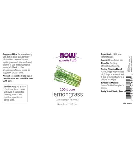 Now Lemongrass Oil Cymbopogon Flexuosus 118 Ml Zoom Pharmacy