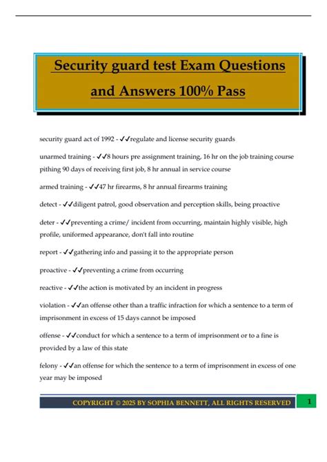 Security Guard Test Exam Questions And Answers 100 Pass Security Guard Stuvia Us