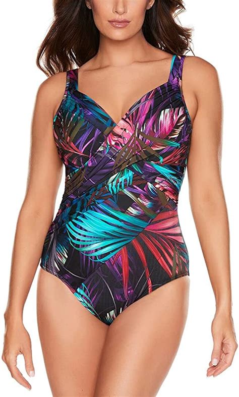 V Neckline Underwire Bra Tummy Control One Piece Swimsuit Wf Shopping