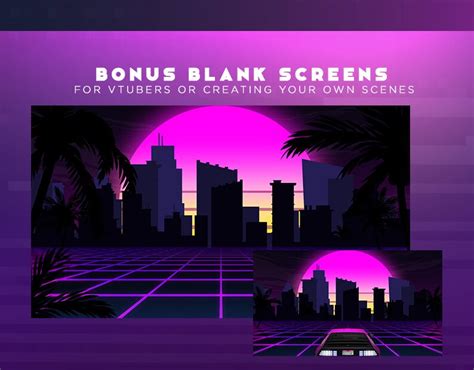 80s Retro Synthwave Animated Stream Overlay Pack Animated Stream Overlay Screen Twitch