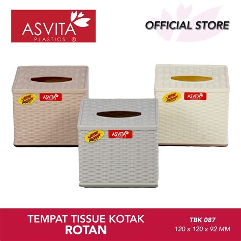 Jual Tempat Tissue Kotak Rotan TBK 087 ASVITA Box Segi Tisu Muka