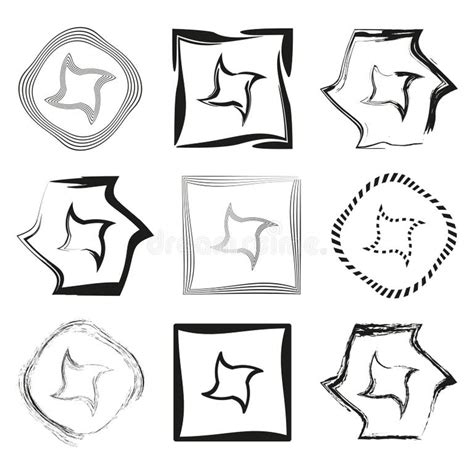 Abstract Shapes Vector Grunge Square Elements Distorted Outline Forms