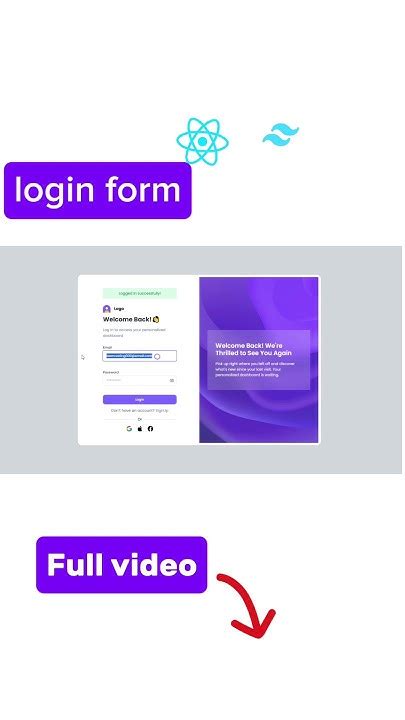 Login Form Using React Tailwindcss Coding Csstutorial Htmlcss Css