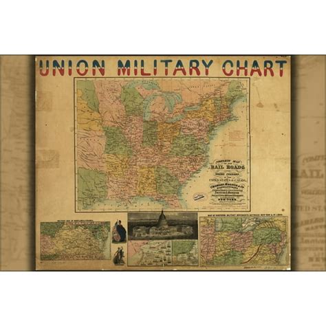 24x36 Gallery Poster Railroad Waterway Map United States America