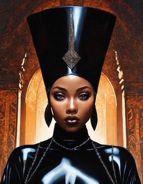 Premium Photo Attractive African American Woman In Latex Costume