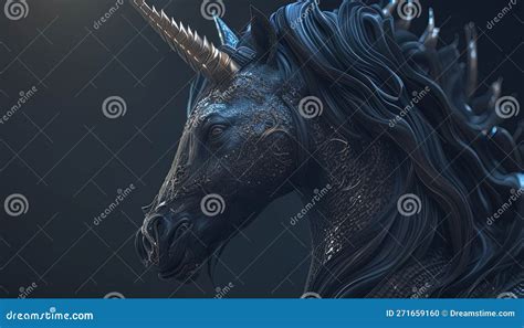 Dark Unicorn Digital Art Illustration Generative Ai Stock Illustration