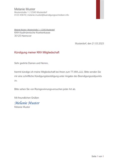 K Ndigungsschreiben Kkh Kuendigungsschreiben Info