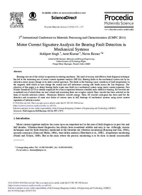 Pdf Motor Current Signature Analysis For Bearing Fault Detection In