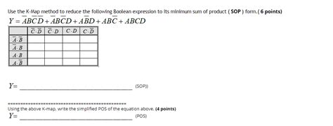Solved Use The K Map Method To Reduce The Following Boolean Chegg