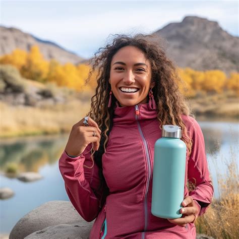 Premium Ai Image Female Tourist Using A Reusable Water Bottle