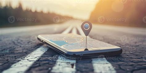 Modern Smartphone Navigation Concept On Digital Map With Real Time GPS Tracking Stock