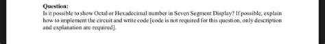 Question Is It Possible To Show Octal Or Hexadecimal