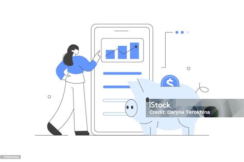 돈을 투자하는 캐릭터 저금통 재무 그래프 차트 다이어그램 및 기타 데이터를 분석합니다 거래 개념 주식 시장 분석 평면 만화 벡터