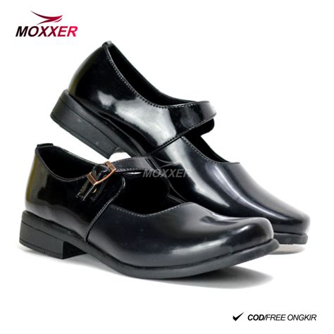 Jual MOXXER Sepatu Wanita Pantofel Paskibra Heels 3cm Hitam Kilap