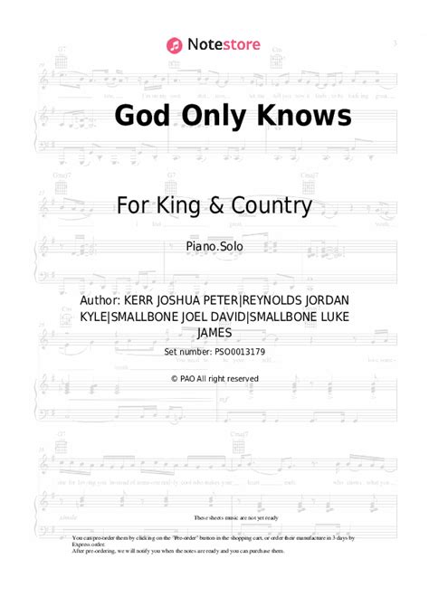 For King And Country God Only Knows Piano Sheet Music In Note