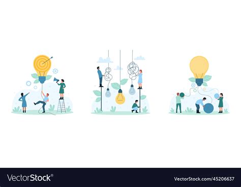 Simple Idea And Solution Brainstorm Process Set Vector Image