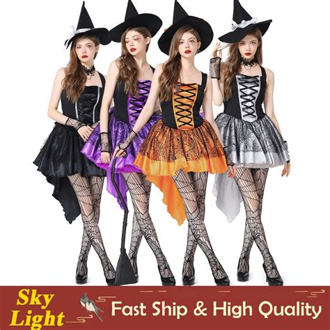 Pumpkin Vampire Witch Purple Black Dress For Woman Adult Halloween