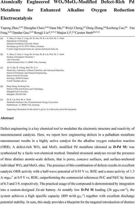 Atomically Engineered Woxmoox Modified Defect Rich Pd Metallene For Enhanced Alkaline Oxygen