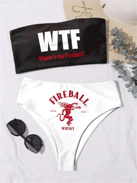 Fireball Wtf Drinking Bandeau Bikini Set