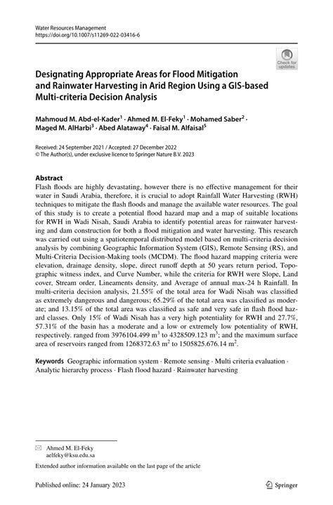 Pdf Designating Appropriate Areas For Flood Mitigation And Rainwater Harvesting In Arid Region
