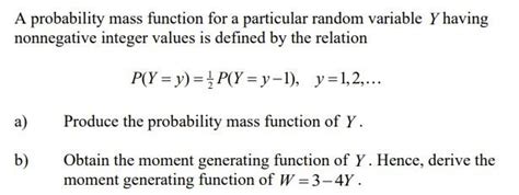 Solved A Probability Mass Function For A Particular Random Chegg