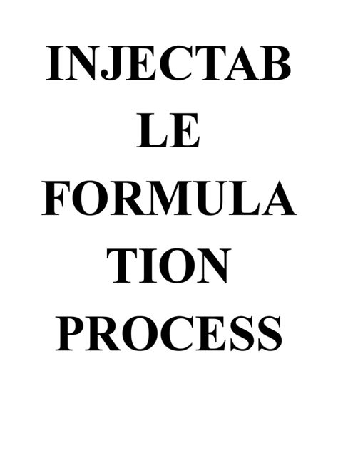Injectable Formulation Process Validation Pdf