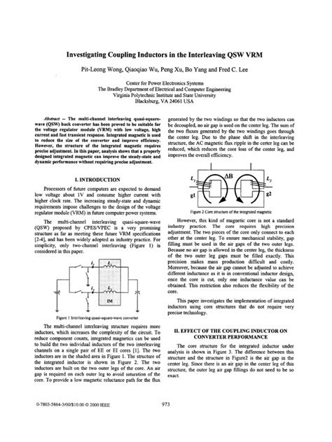 Optimizing Coupling Inductors In Qsw Vrm Pdf Inductance Inductor