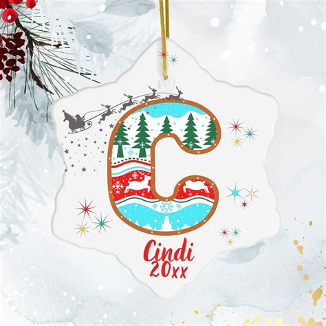 Custom Letter C Christmas Ornament Personalized Name Etsy