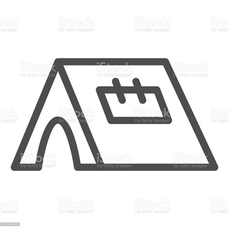 텐트 라인 아이콘입니다 캠핑 장비 벡터 그림 흰색에 격리 관광 대피소 개요 스타일 디자인 웹 및 응용 프로그램을 위해 설계 Eps 10 10에 대한 스톡 벡터 아트 및 기타