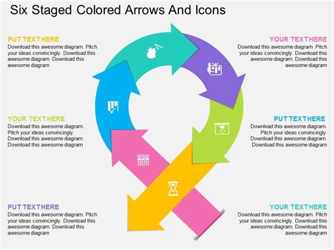 Ur Six Staged Colored Arrows And Icons Flat Powerpoint Design PowerPoint Templates Designs