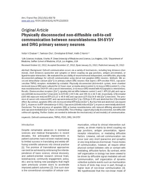 Pdf Physically Disconnected Non Diffusible Cell To Cell Communication Between Neuroblastoma Sh